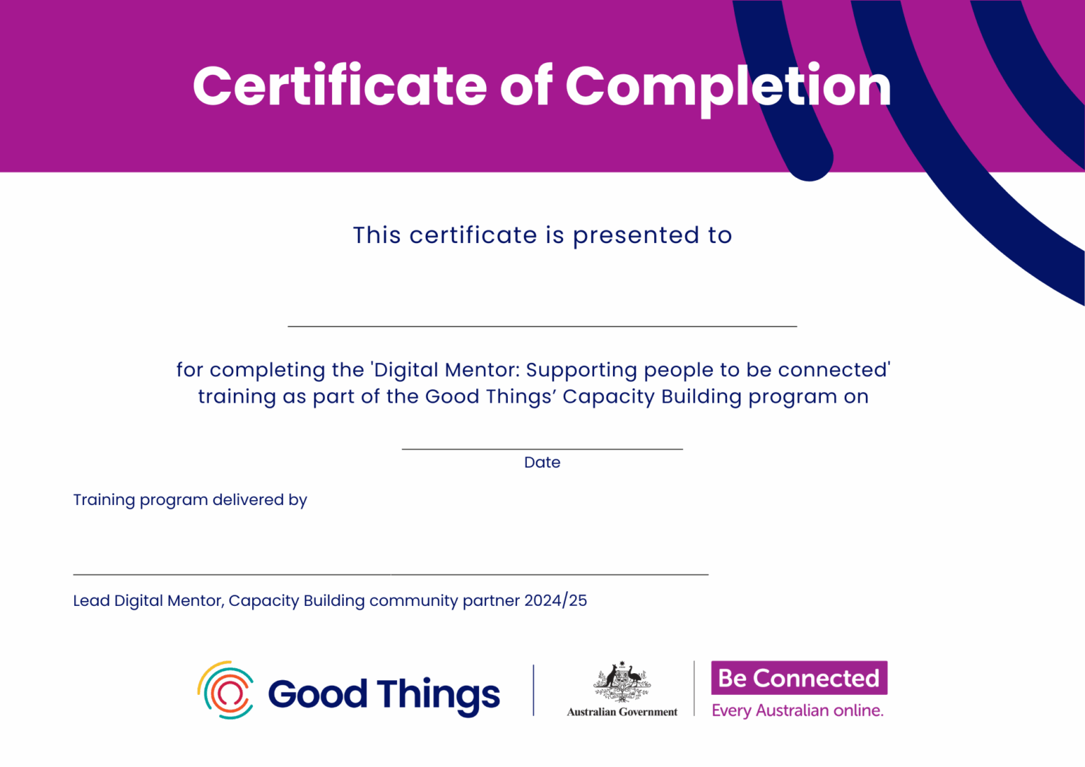Capacity Builder Certificate of Completion | Good Things Foundation